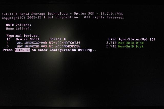 Intel(R)RapidStorageTechnology-Option ROM-の起動や設定方法: 青い空のブログ